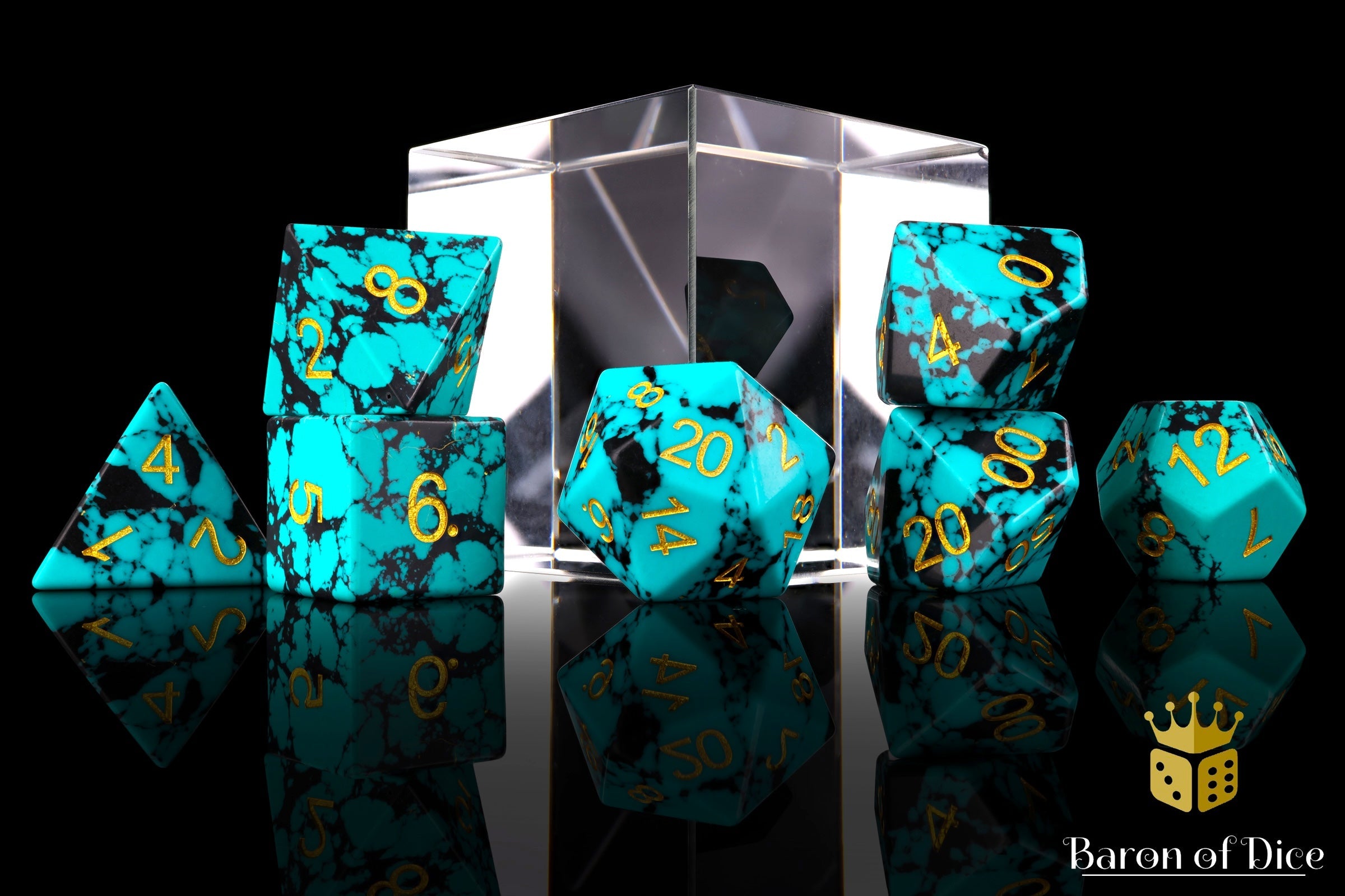 Turquoise Gemstone RPG Dice Set - 7 Pieces – Gray Matter Gaming