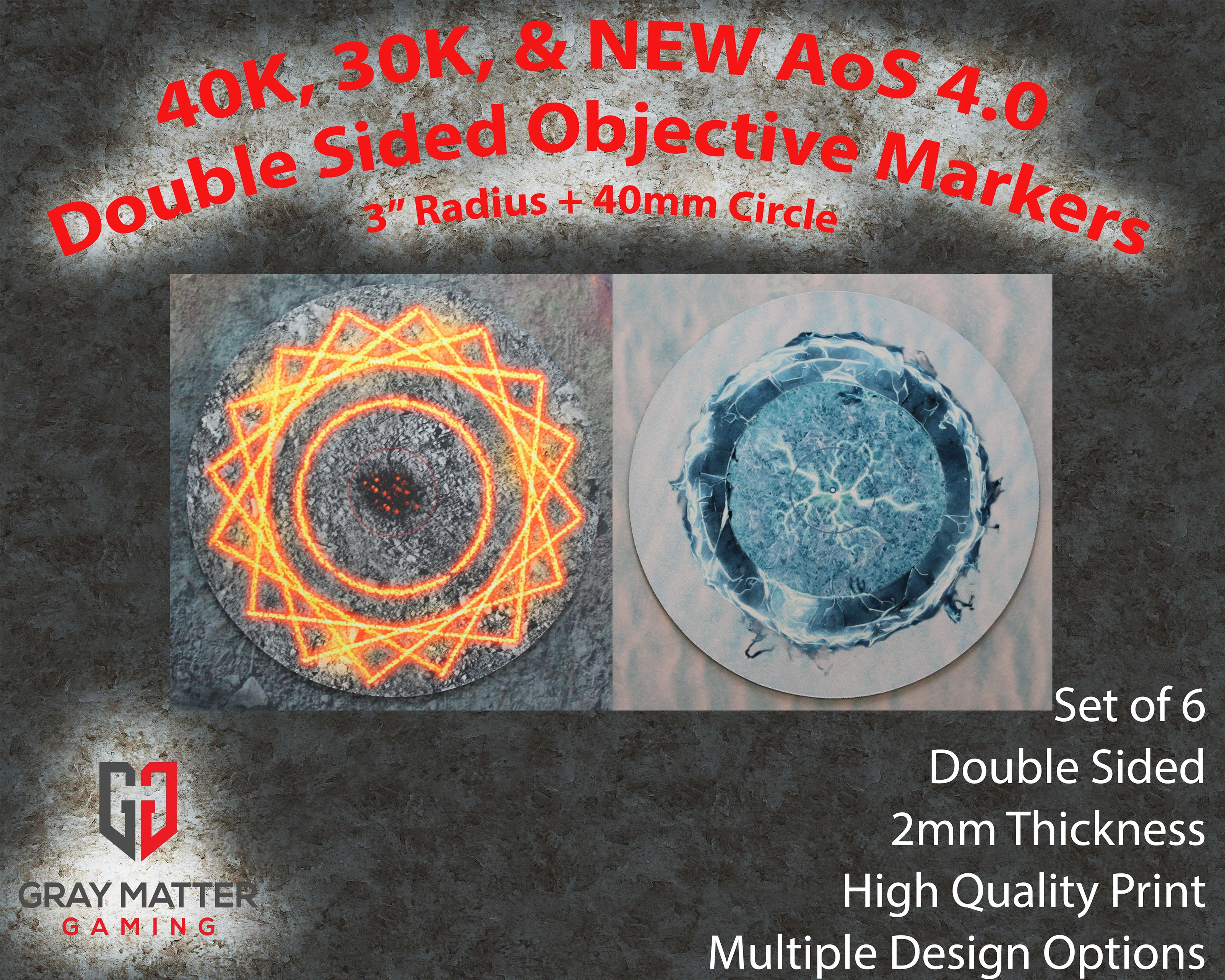 Warhammer 40k and AoS4 Neoprene Objective Markers - Fire and Ice – Gray ...