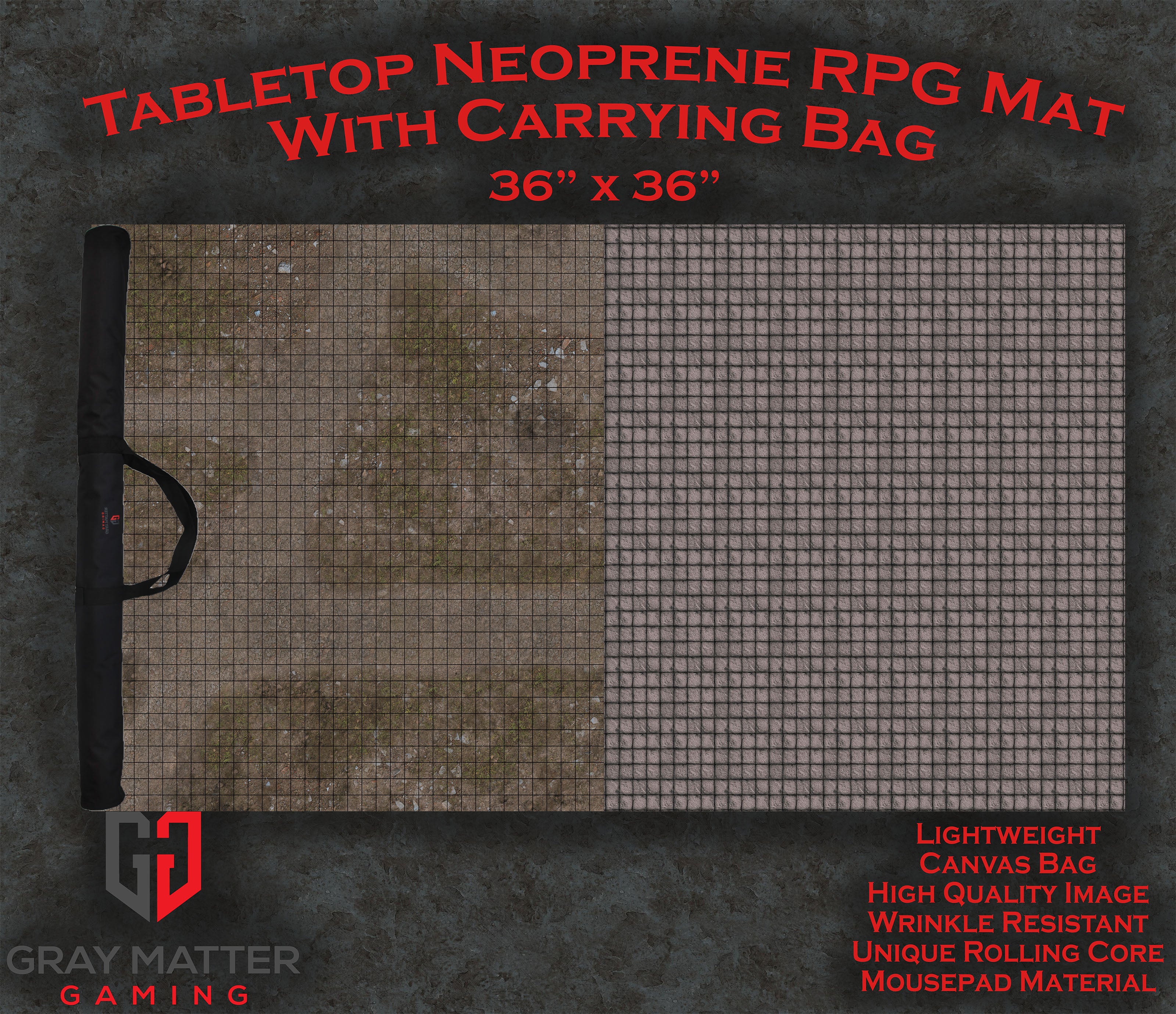 RPG Grid Mat - 36x36 - Neoprene Double Sided - Abandoned Town and ...