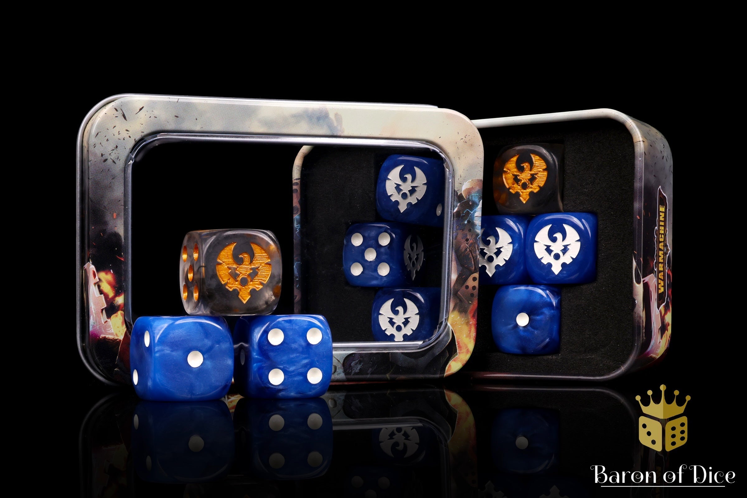 Warmachine: Cygnar Storm Legion Official Dice Set – Gray Matter Gaming